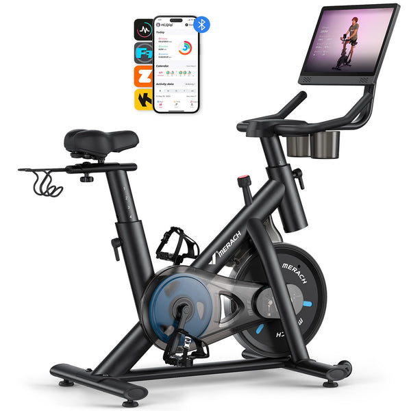 Magnetic Exercise Bike with 15.6" HD Rotating Screen Smart Silent ...